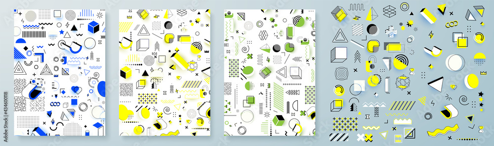Memphis design elements. Retro funky graphic, 90s trends designs and ...