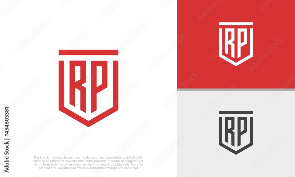 Initials RP logo design. Initial Letter Logo. Shield logo. Stock Vector ...