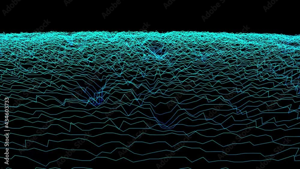 Water waves landscape rendering, 3D modulation. Wave of particles ...