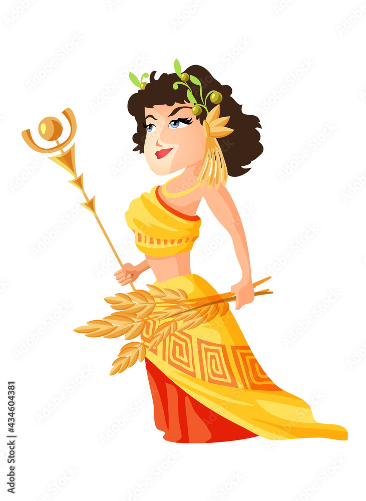 Demeter greek goddess from ancient mythology. Female character in white ...