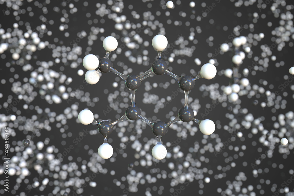 Xylene molecule made with balls, conceptual molecular model. Chemical ...