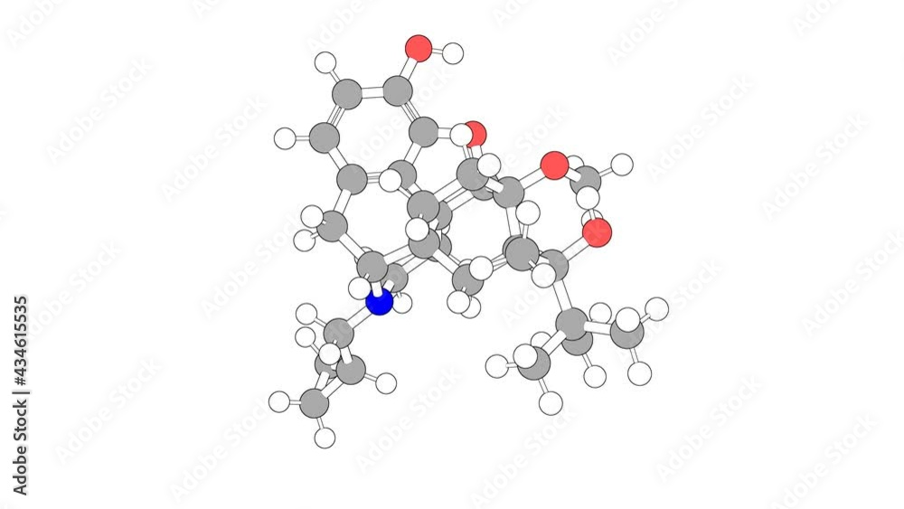 360º realistic 3D view of Buprenorphine as a seamless loop over a white ...
