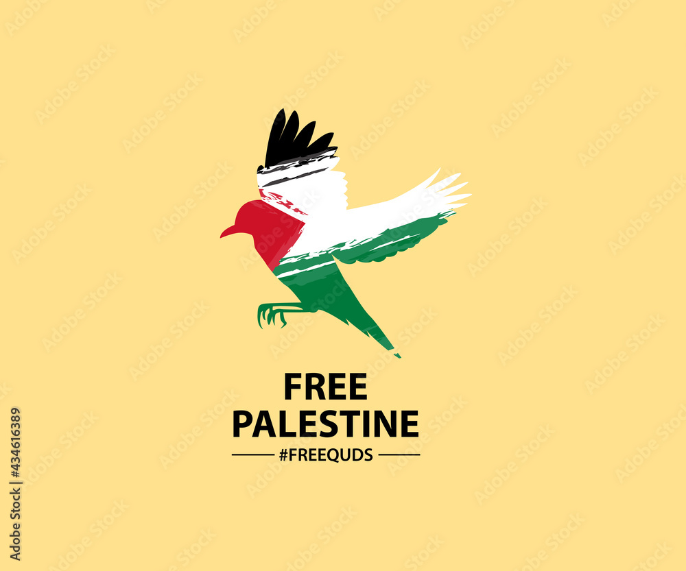 Free Palestine the butterfly flag Vector illustration background. Pray ...