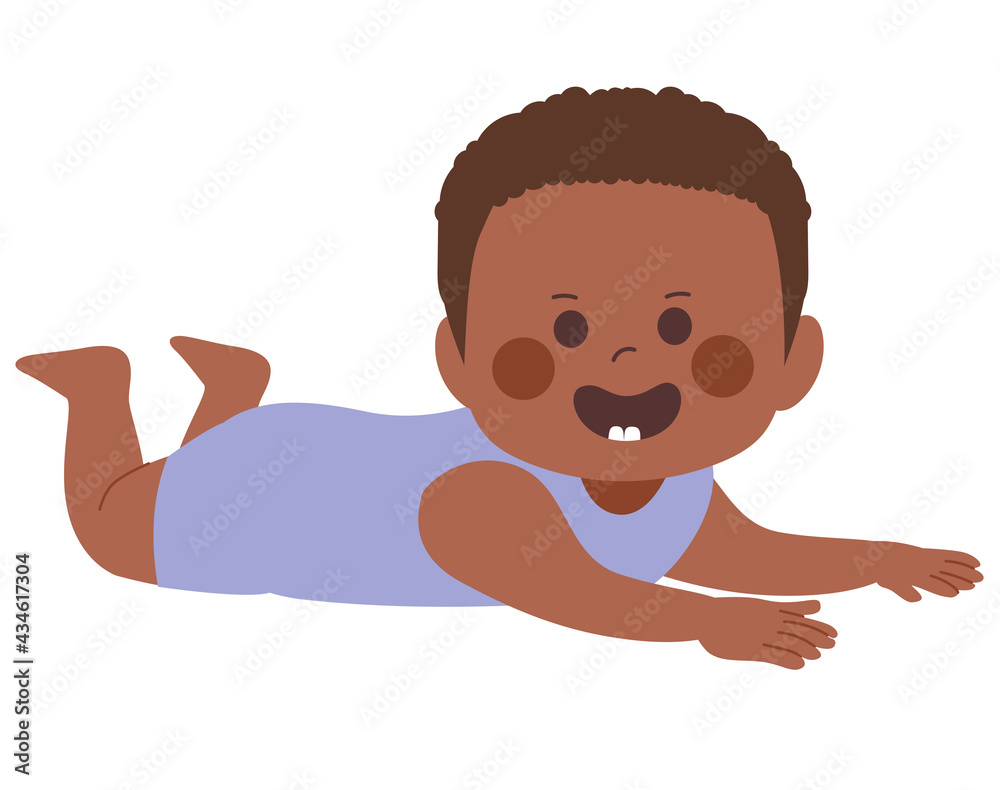 Little black African American baby boy smiling showing first teeth on ...