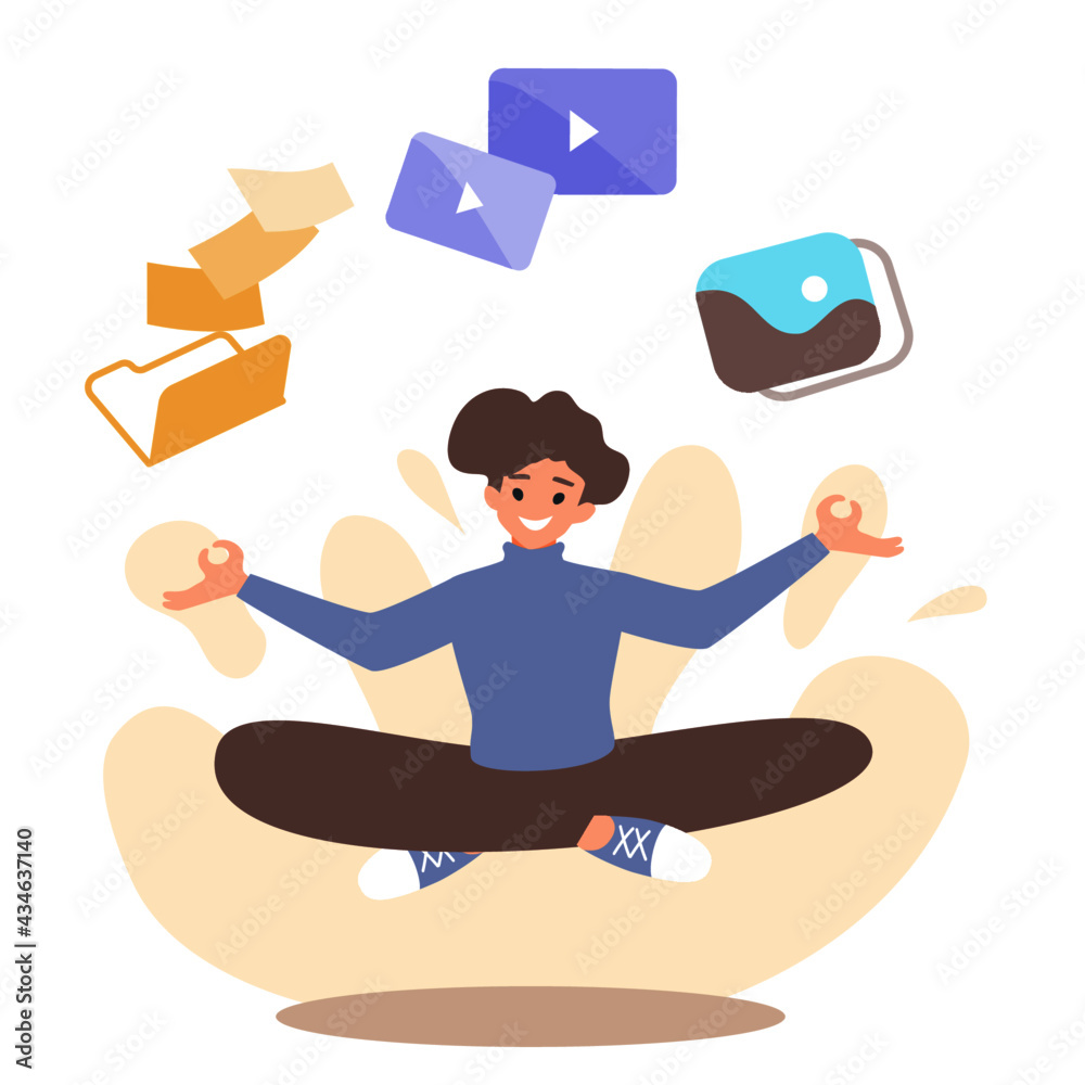Vetor de character content creator working on laptop concept of Social ...