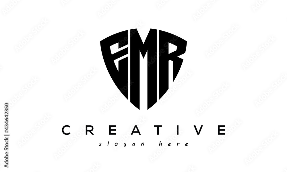 EMR letter creative logo with shield Stock Vector | Adobe Stock