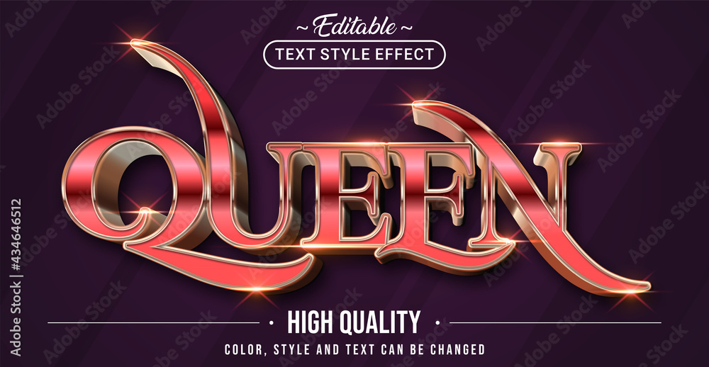 Editable text style effect - Queen text style theme. Stock Vector ...