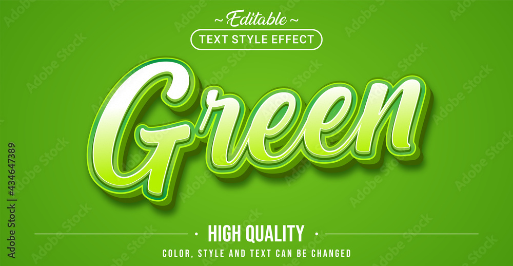 Editable text style effect - Green text style theme. Stock Vector ...