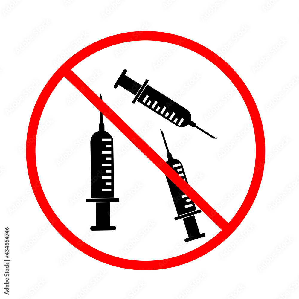 Stop vaccination. Say no to vaccines. crossed out syringe. Stock ...