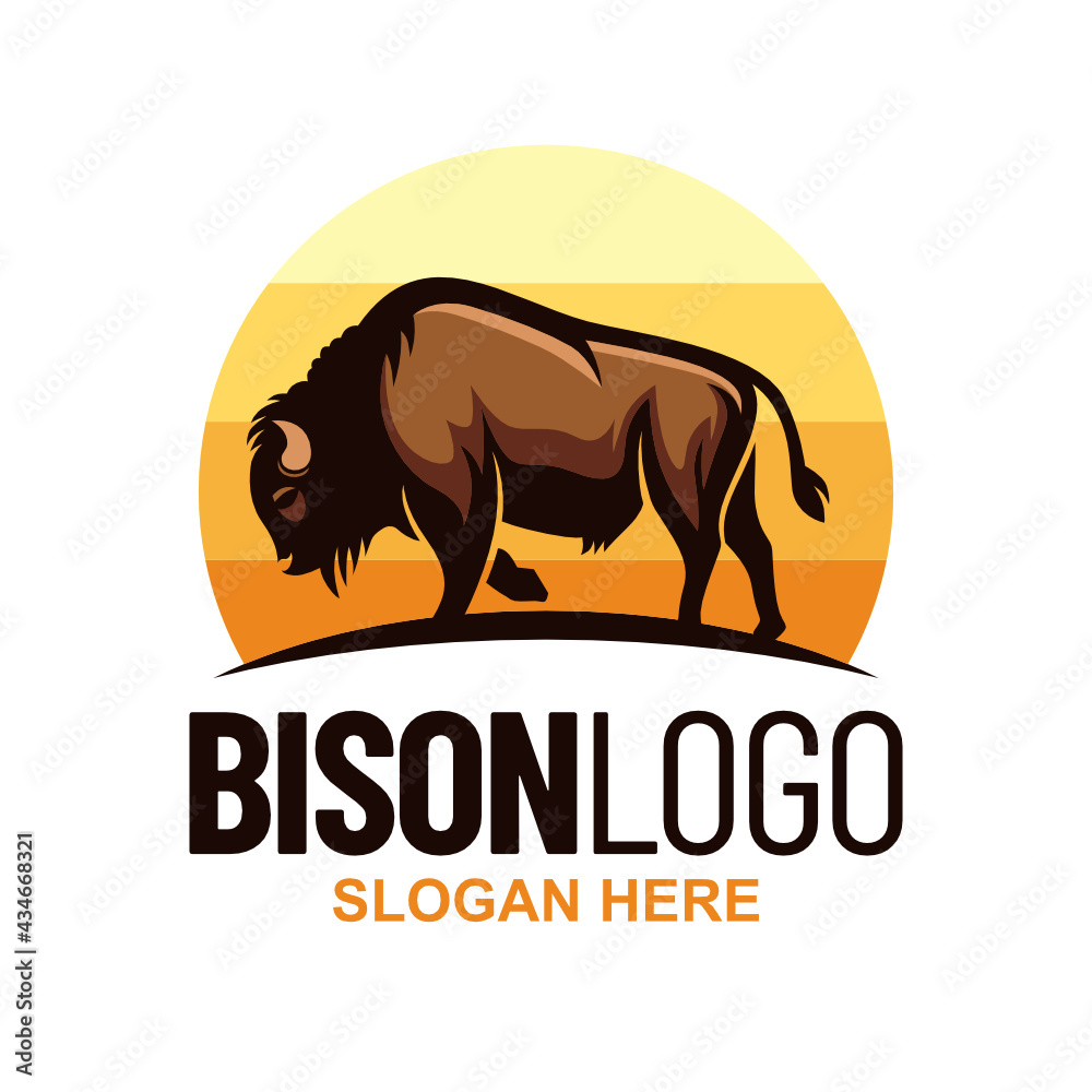 Bison Logo Design Template Inspiration, Vector Illustration Stock ...