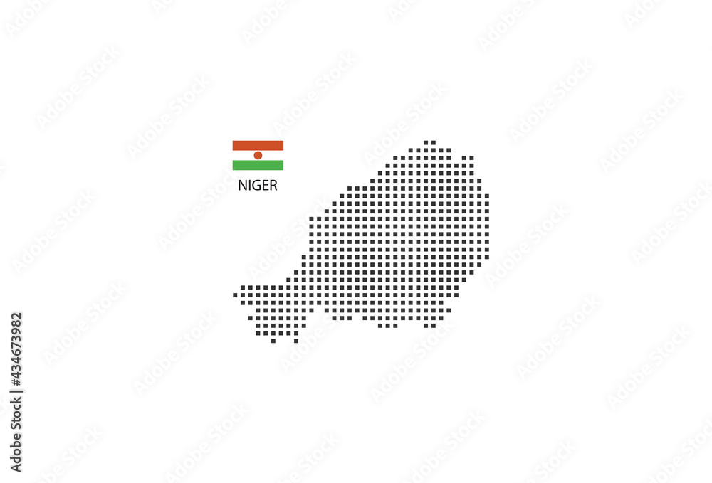 Vector square pixel dotted map of Niger isolated on white background ...