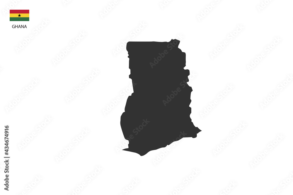 Ghana black shadow map isolated on white background with Ghana icon ...