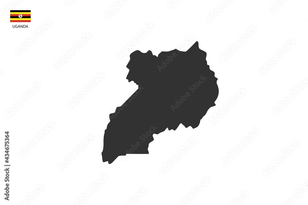 Uganda black shadow map isolated on white background with Uganda icon ...