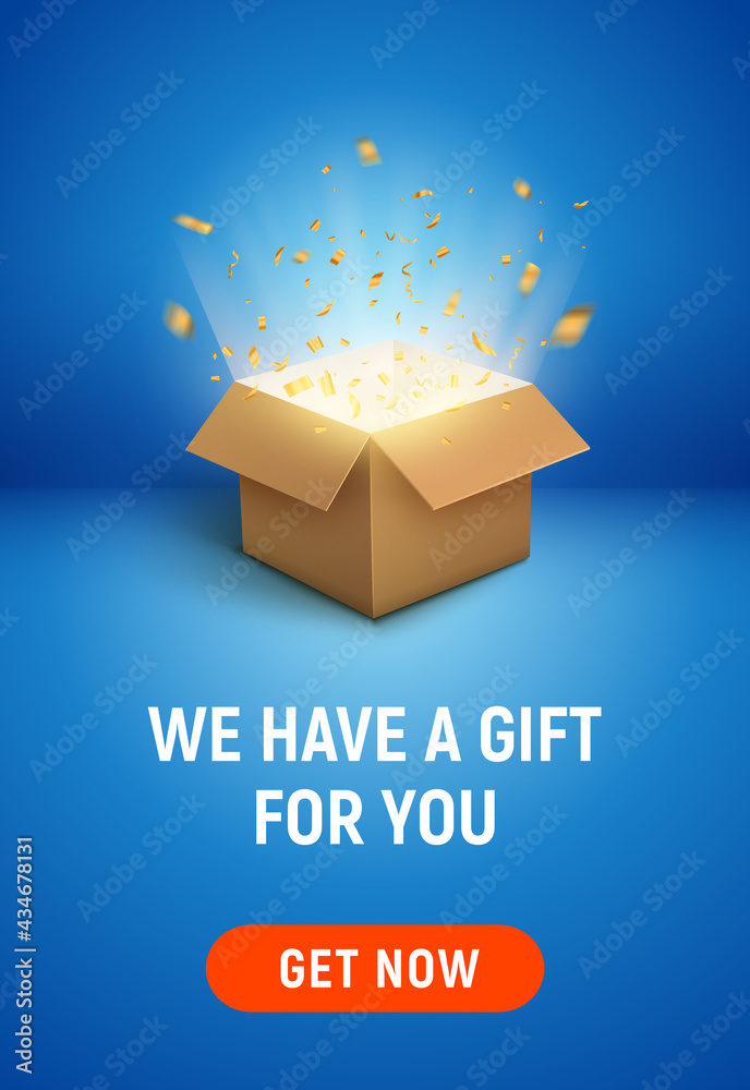 Gift box open explosive present vector illustration. Open gift box ...