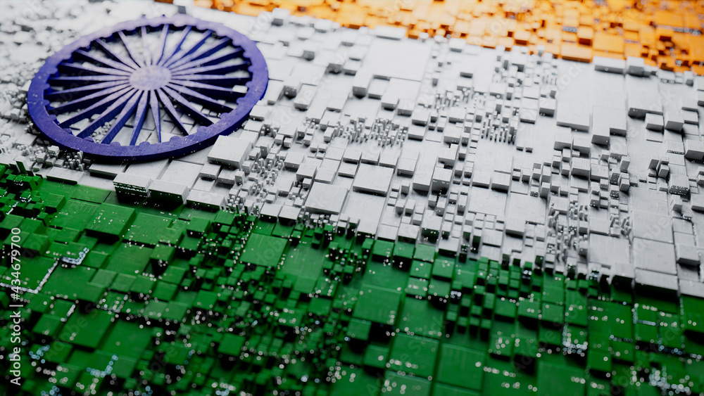 Flag of India rendered in a Futuristic 3D style. Indian Innovation ...