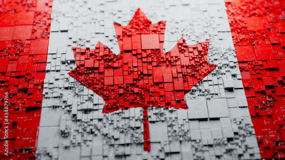 Flag of Canada rendered in a Futuristic 3D style. Canadian Technology ...