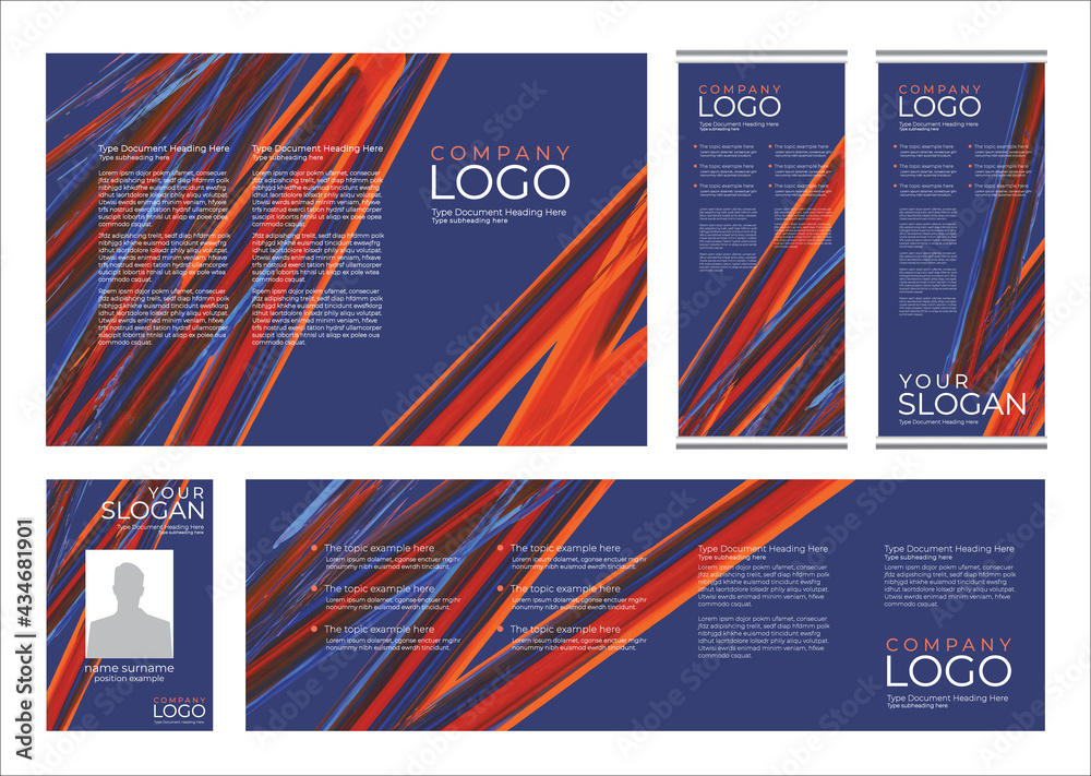 Red and blue brush stroke paint on blue background, Corporate identity ...