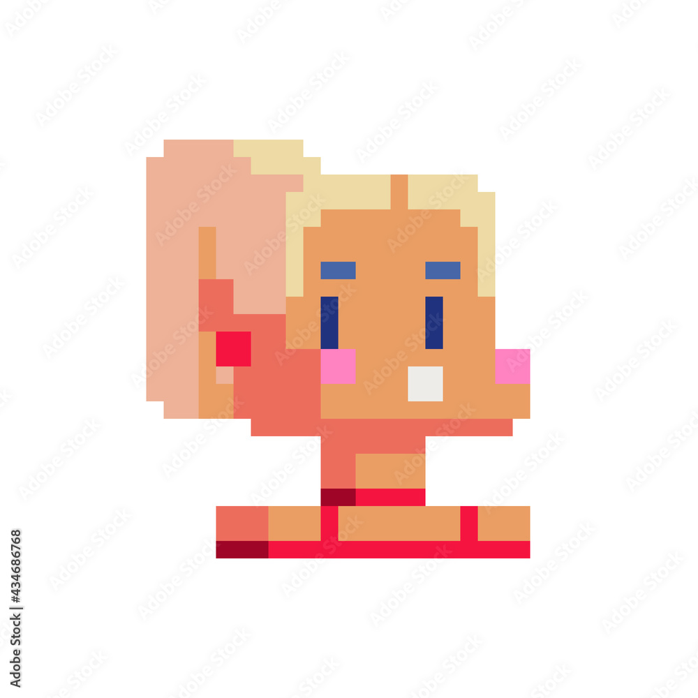 Young girl blonde female character. Pixel art. Flat style. Avatar ...
