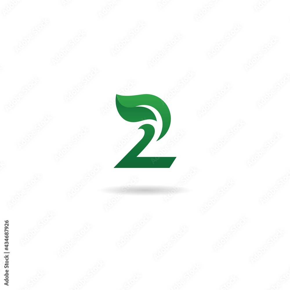 number 2 with leaf logo design icon inspiration Stock Vector | Adobe Stock