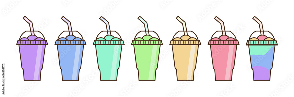Vector slush drink isolated icon. Cartoon ice cup (Frozen Drink). Emoji ...