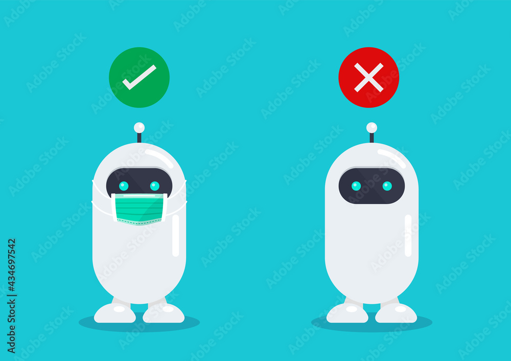 No entry without face mask Robot model Stock Vector | Adobe Stock