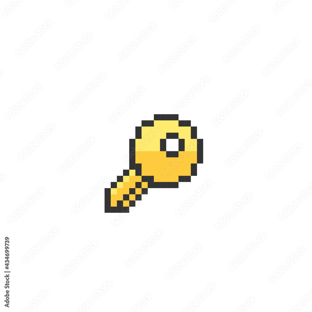 Pixel key logo image. 8 bit game key icon vector illustration. Stock ...