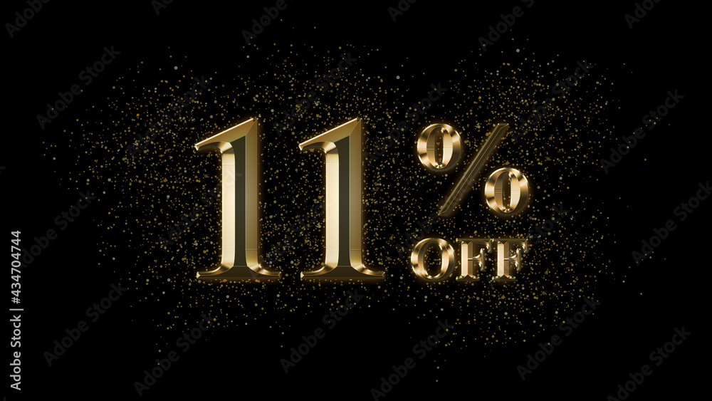 11 percent off, Gold Text Effect, Gold text with sparks, Gold Plated ...