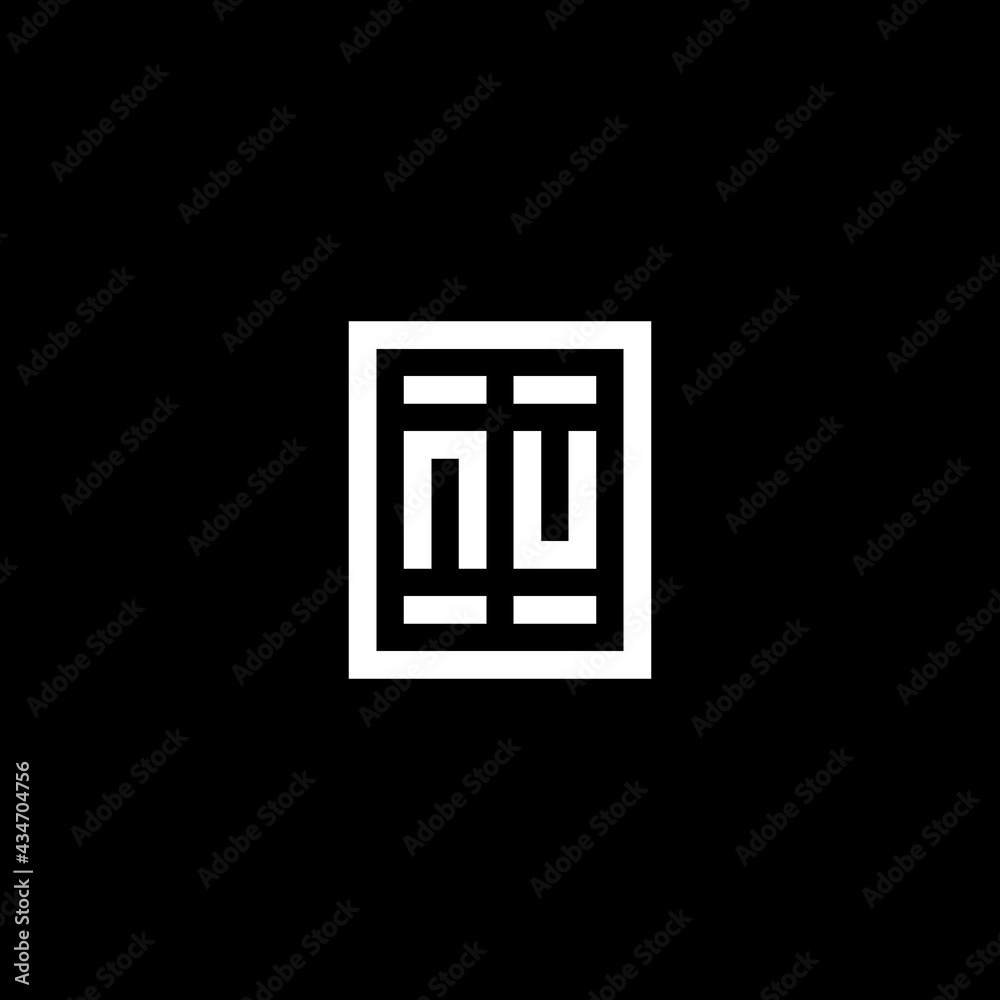 NU initial logo with square rectangular shape style Stock Vector ...