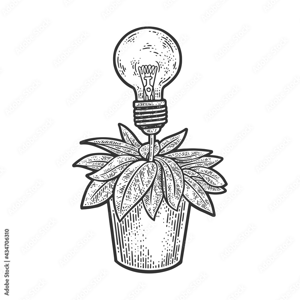 light bulb plant sketch vector illustration Stock Vector | Adobe Stock
