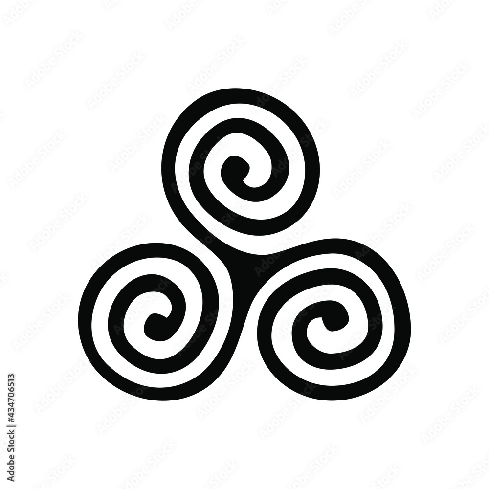 Celtic spiral symbol logo, hand drawn 3 spiral vector, Believe symbol ...