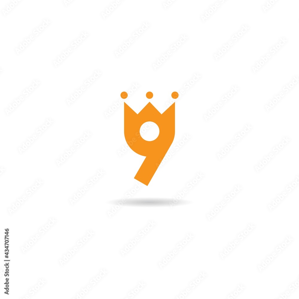 number 9 with crown logo design icon template Stock Vector | Adobe Stock