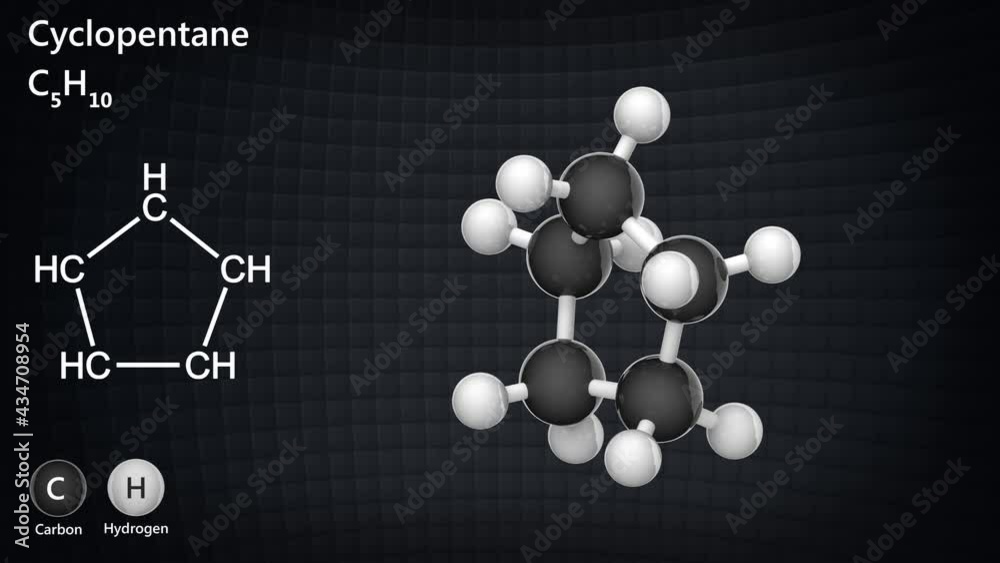 Structural chemical formula and molecular structure of Cyclopentane ...