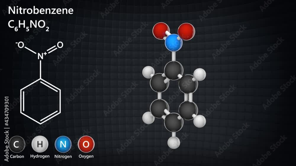 Vidéo Stock Nitrobenzene (Nitrobenzol or Oil of mirbane). Molecular ...