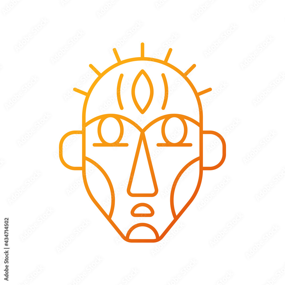Ritual masks gradient linear vector icon. Supernatural beings ...