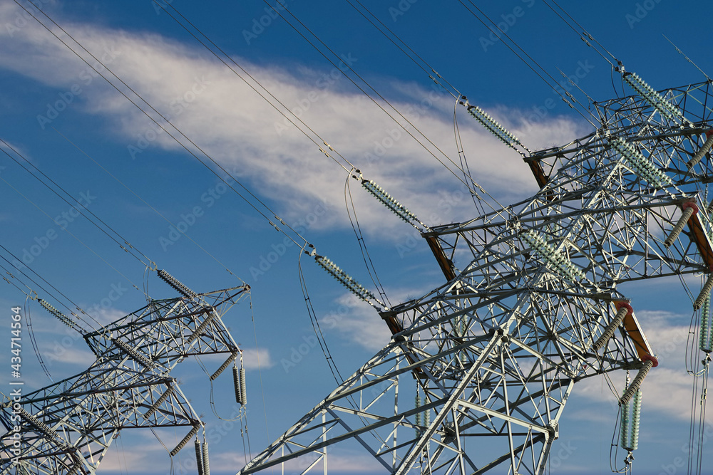 Power grid, power tower, transmission tower, sky Stock 写真 | Adobe Stock