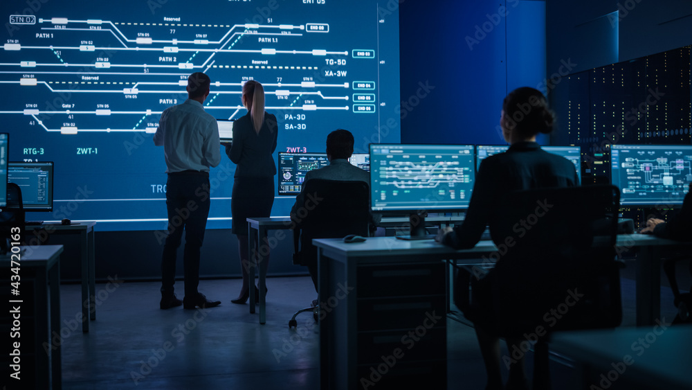 Telecommunications Company System Control and Monitoring Room with ...