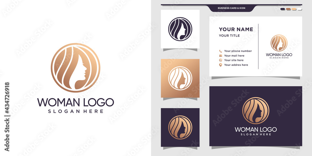 Woman logo design with circle concept. Beauty logo icon and business ...