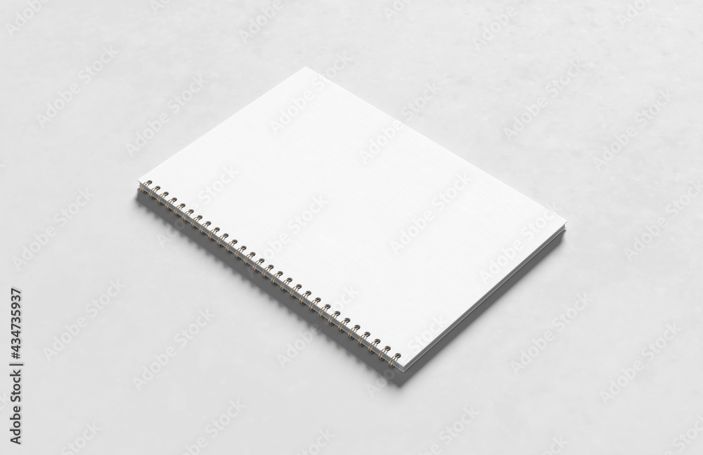 Spiral binder notebook mock up isolated on modern white background. 3D ...