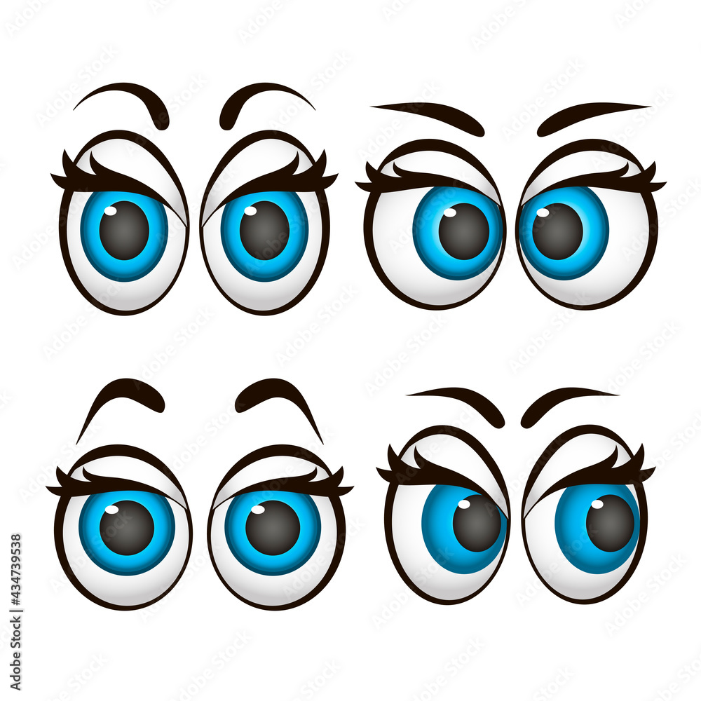 Cartoon eyes. Set of expressive eyes. Happy and angry eyes looking ...