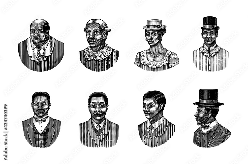 Elegant man. Male face. Afro american gentlemen. Victorian era. Fashion ...