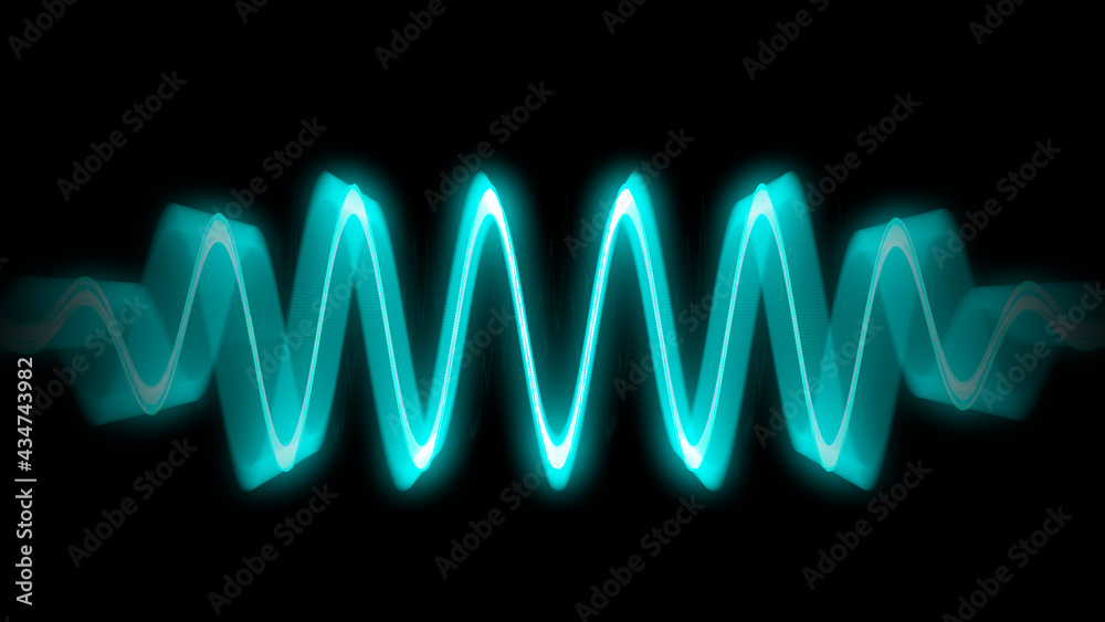 Analog neon glow sine wave on black background Stock Illustration ...