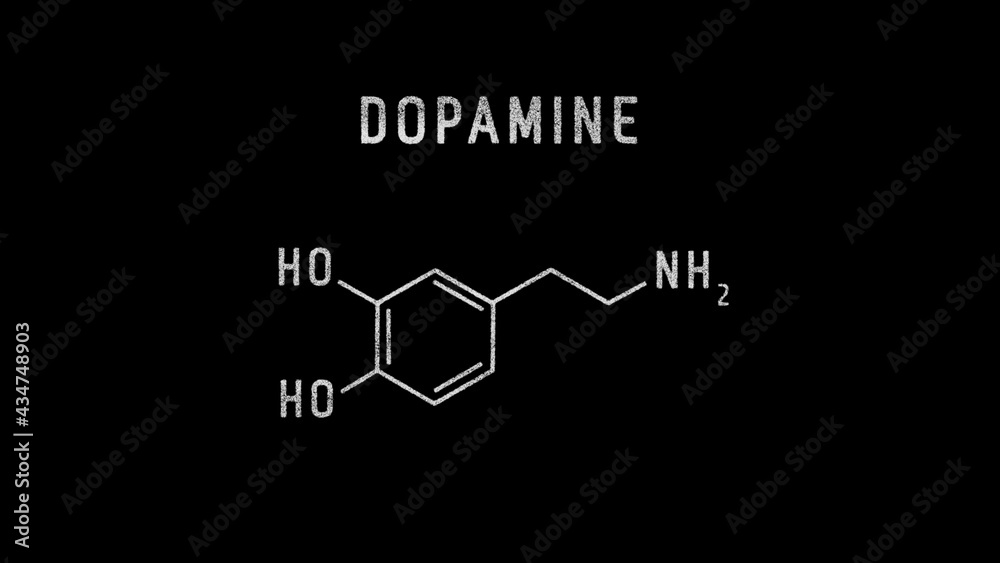 Dopamine Molecular Structure Symbol Sketch or Drawing on Black ...