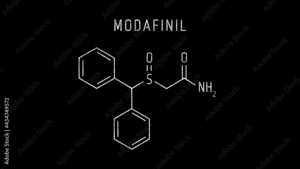 Modafinil Molecular Structure Symbol Neon on black background Stock ...