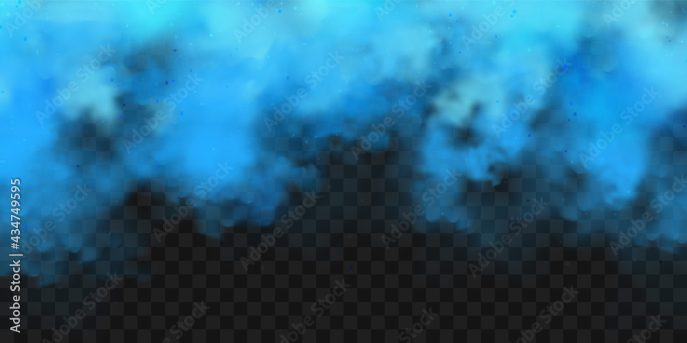 Realistic blue colorful smoke clouds, mist effect. Fog isolated on ...