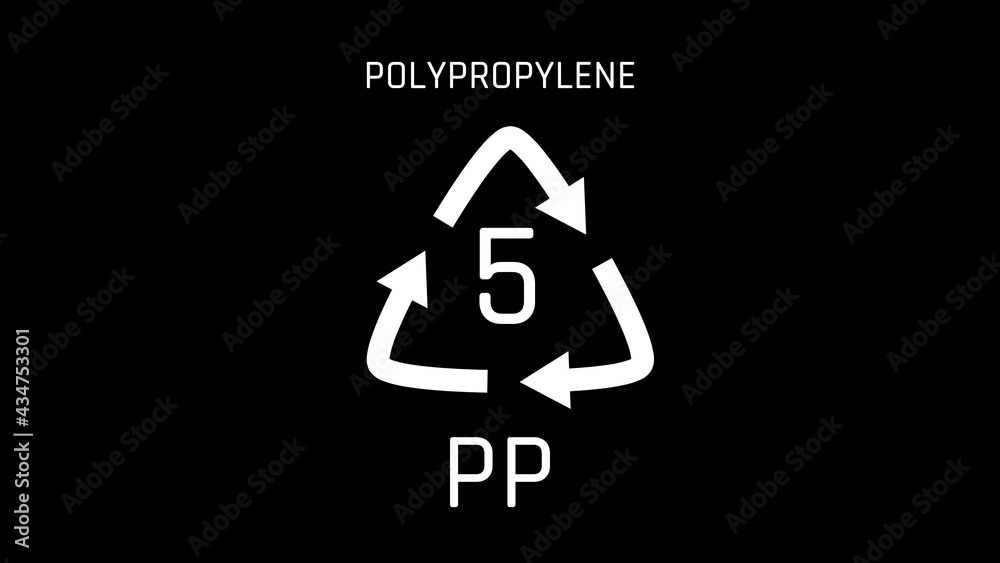 Polypropylene also known as polypropene or PP Symbol or Sign of Number ...