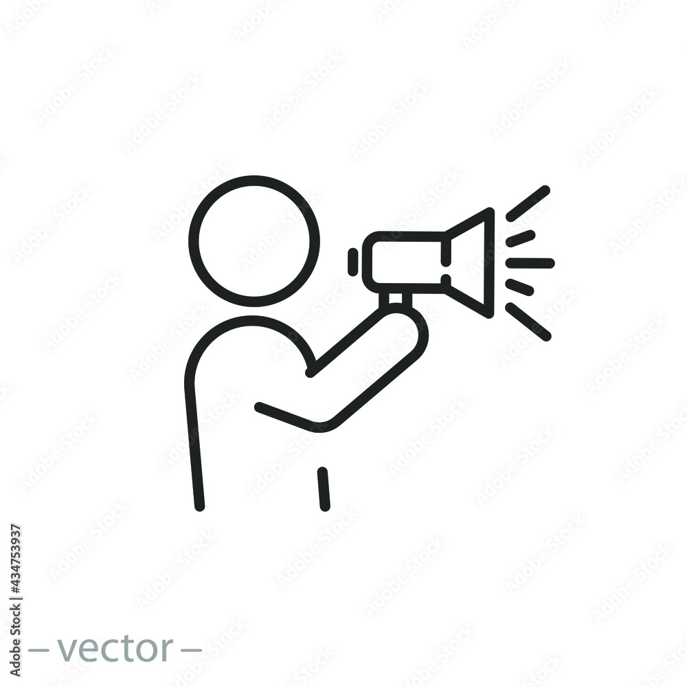 announce in loudspeaker, icon, public advocacy through megaphone ...