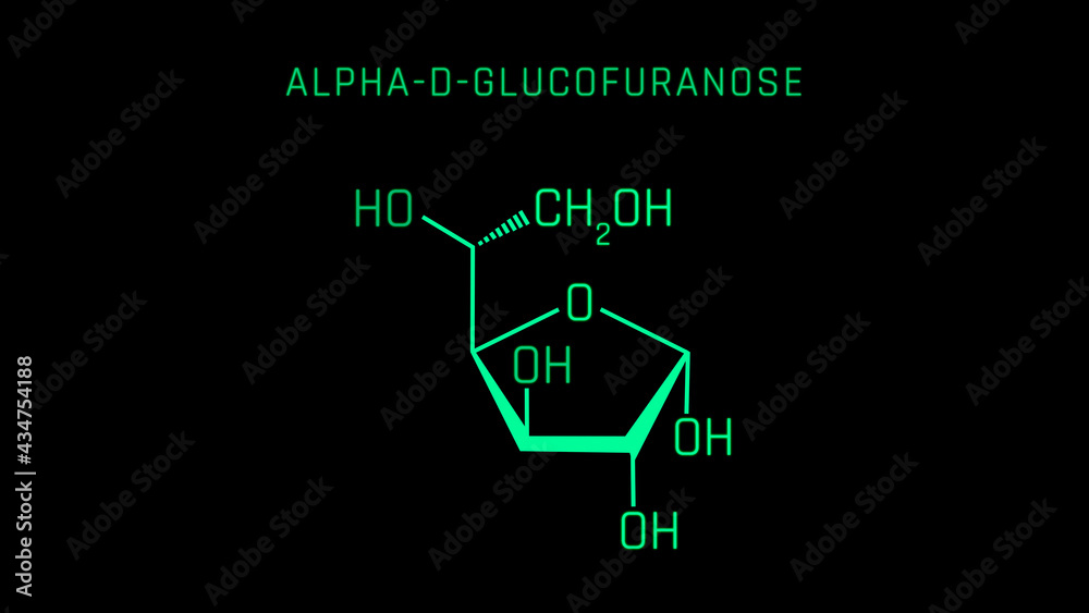 alpha-d-glucofuranose Molecular Structure Symbol on black background ...