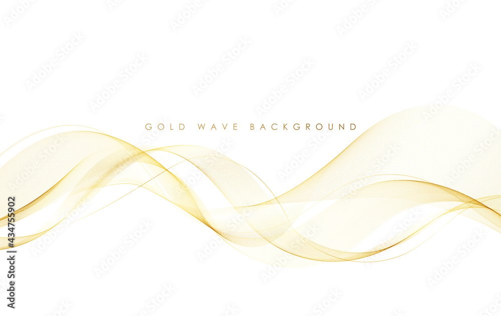 Vector abstract colorful flowing gold wave lines isolated on white ...