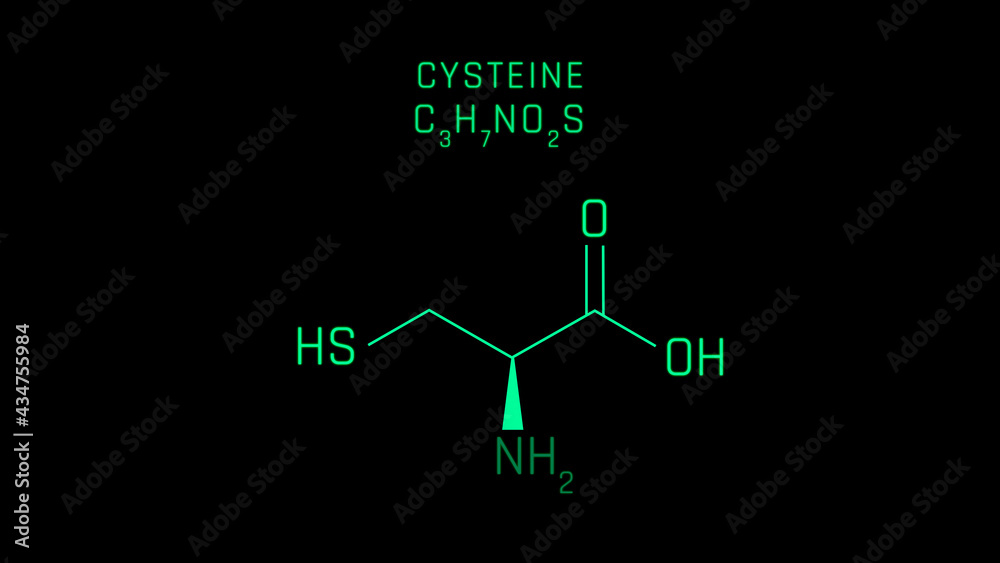 Cysteine Molecular Structure Symbol on black background Stock ...