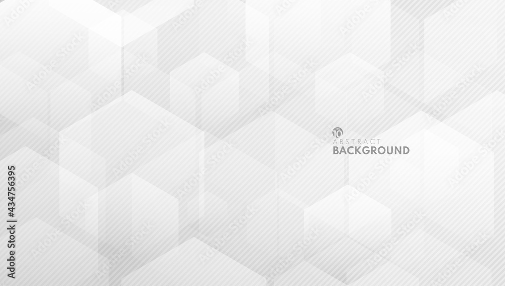 Abstract white and gray hexagonal pattern technology with diagonal line ...